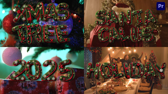 Christmas 3D Fir Tree Typography Letters Pack For Premiere Pro ...
