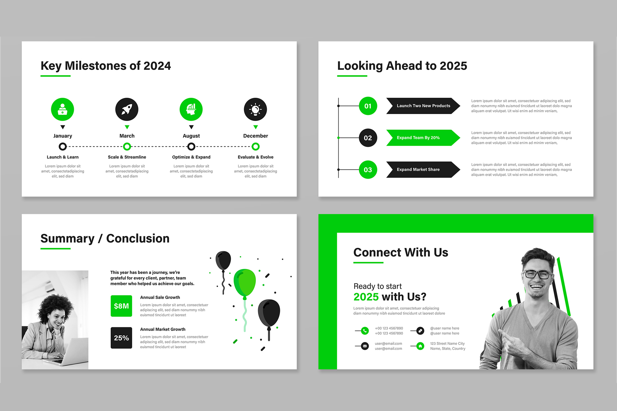 Year-End Review PowerPoint Presentation Template, Presentation Templates