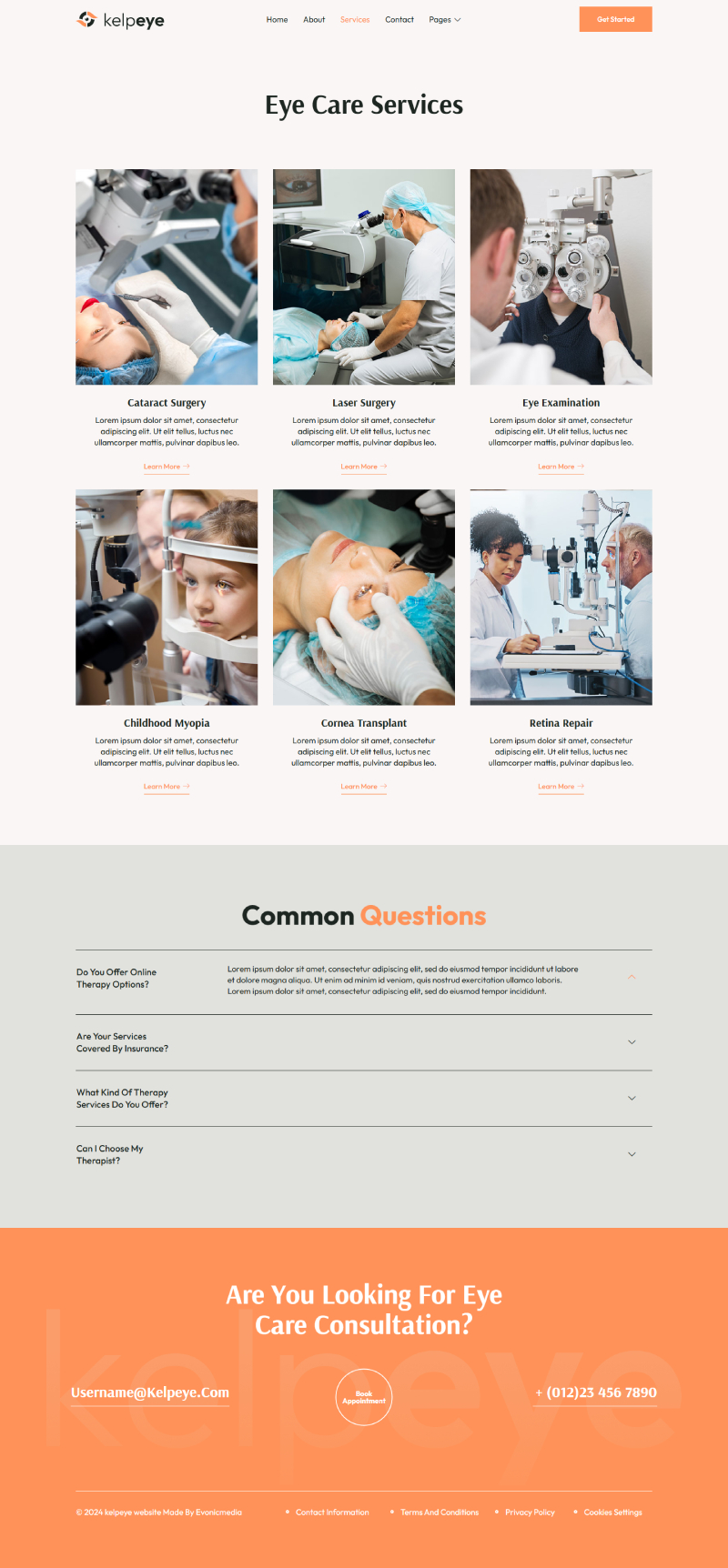 Kelpeye – Optometrist & Eye Care Elementor Template Kit by Evonicmedia