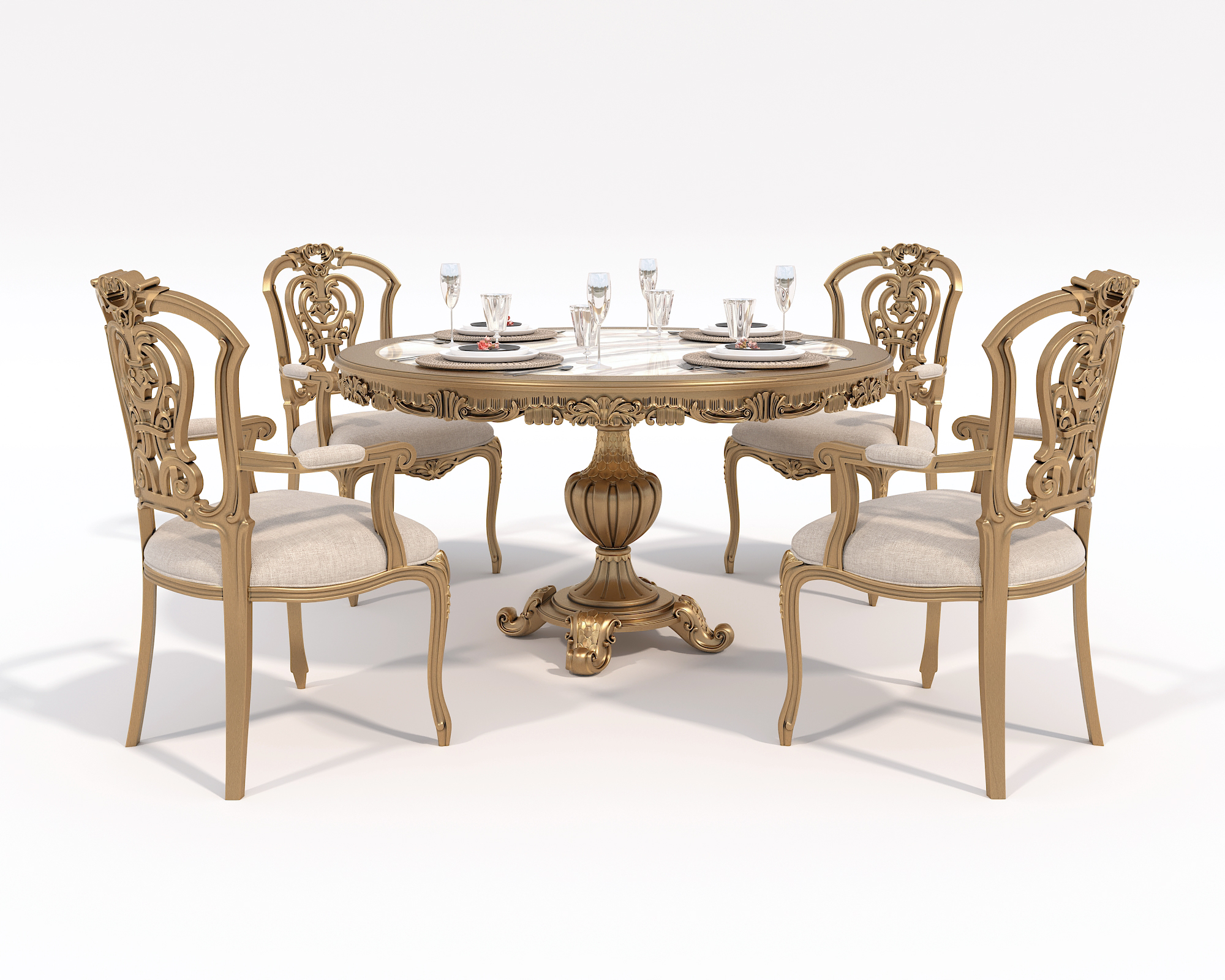 Classic European style Dining Table and Chairs 54 by nhattuankts | 3DOcean