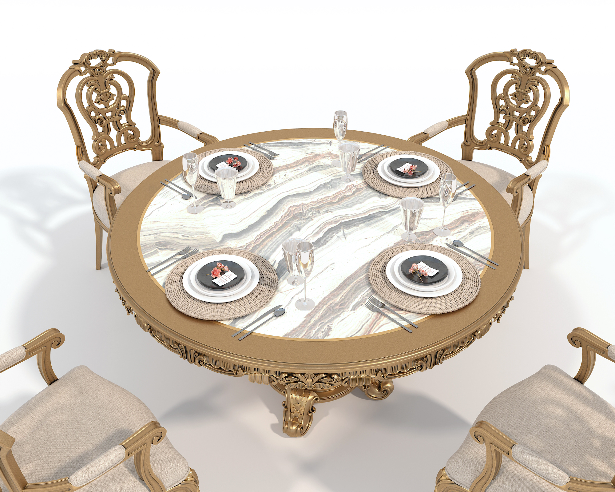 Classic European style Dining Table and Chairs 54 by nhattuankts | 3DOcean