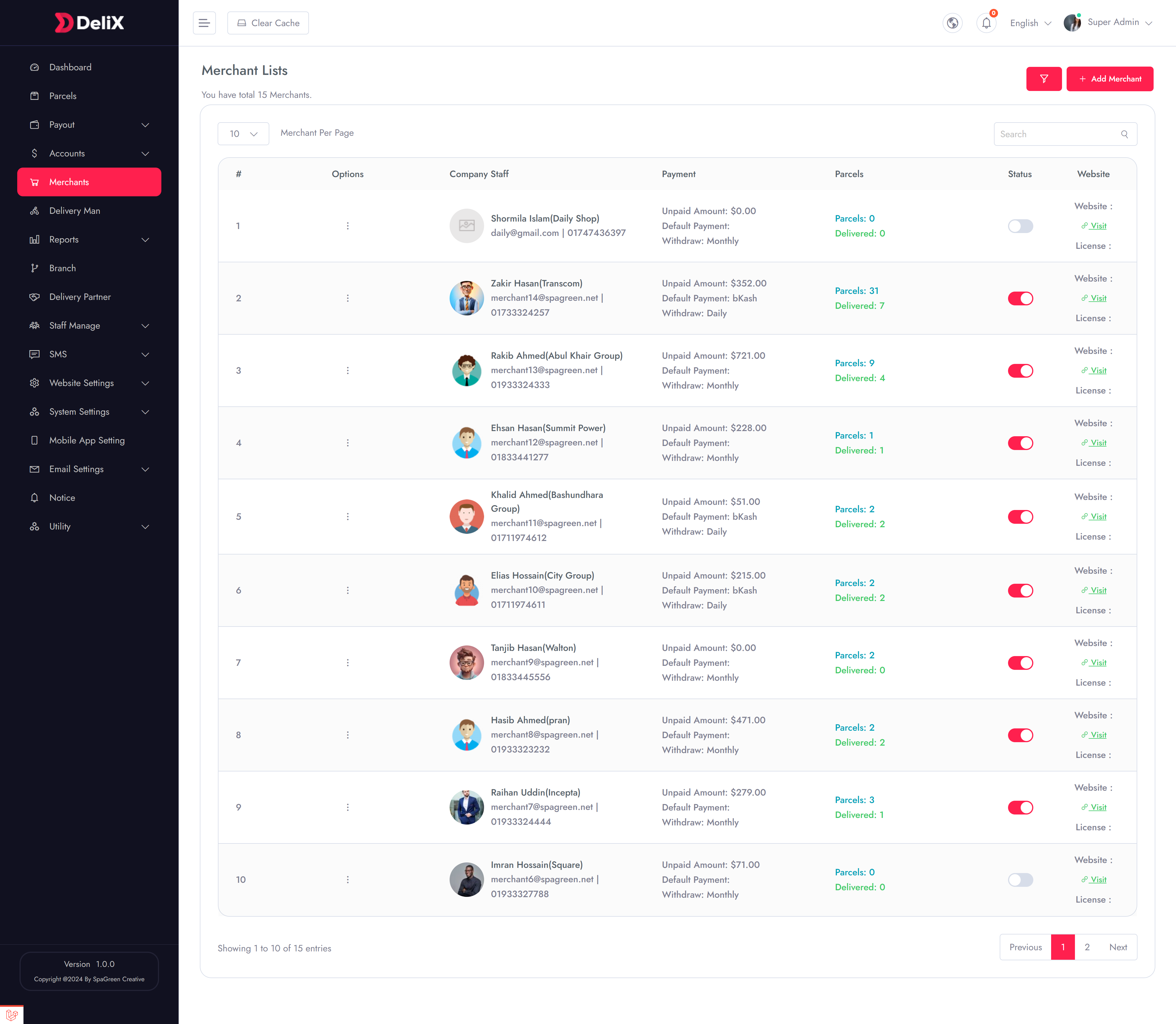 Delix Courier - Parcel Delivery and Courier Management System by spagreen