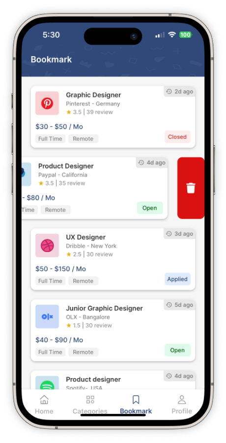 Job Finder & Resume App Template in React Native | FindJob | Multi Language by camelcasetechnology