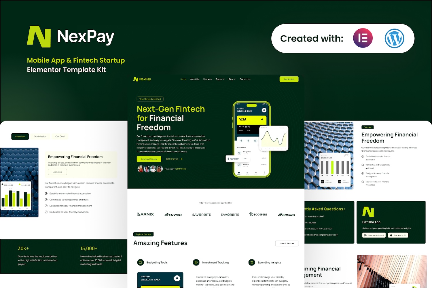 NexPay - Mobile App & Fintech Startup Elementor Pro Template Kit by ...