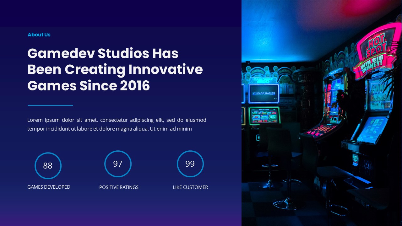 Gamedev - Gaming Studio PowerPoint Template, Presentation Templates