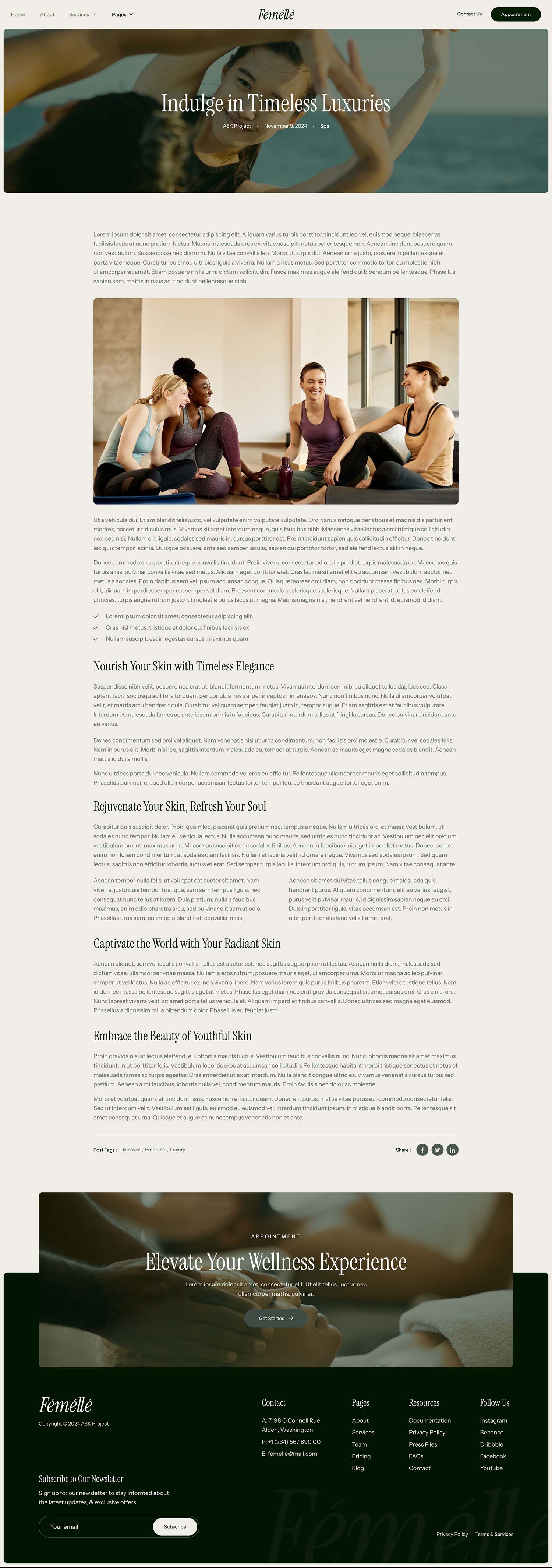 Femelle - Spa & Wellness Elementor Template Kit by askproject | ThemeForest