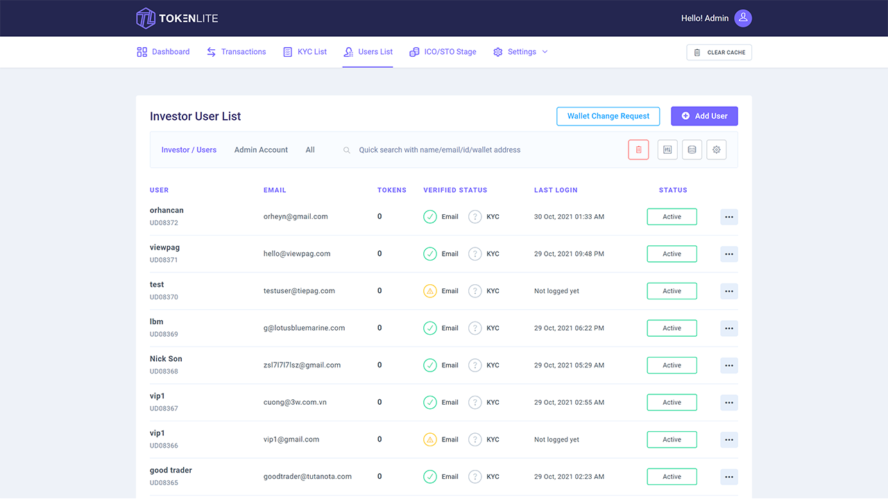 TokenLite - ICO / STO Token Sale Management Dashboard - ICO Admin Script by softnio