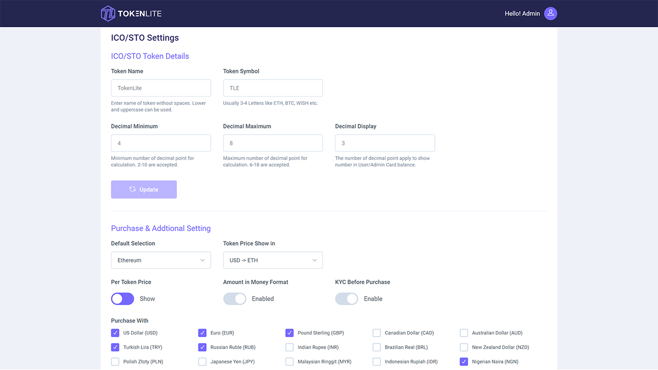 TokenLite - ICO / STO Token Sale Management Dashboard - ICO Admin Script by softnio