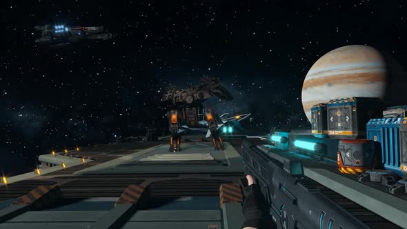 Sci-Fi First Person Shooter 3D Video Game Simulation Without Interface ...