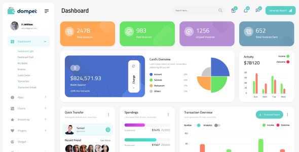 Dompet - Nodejs Payment Bootstrap Admin Dashboard Template by dexignlabs