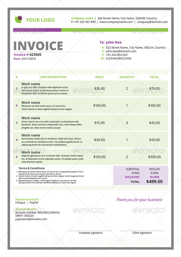 Invoice Template, Print Templates | GraphicRiver