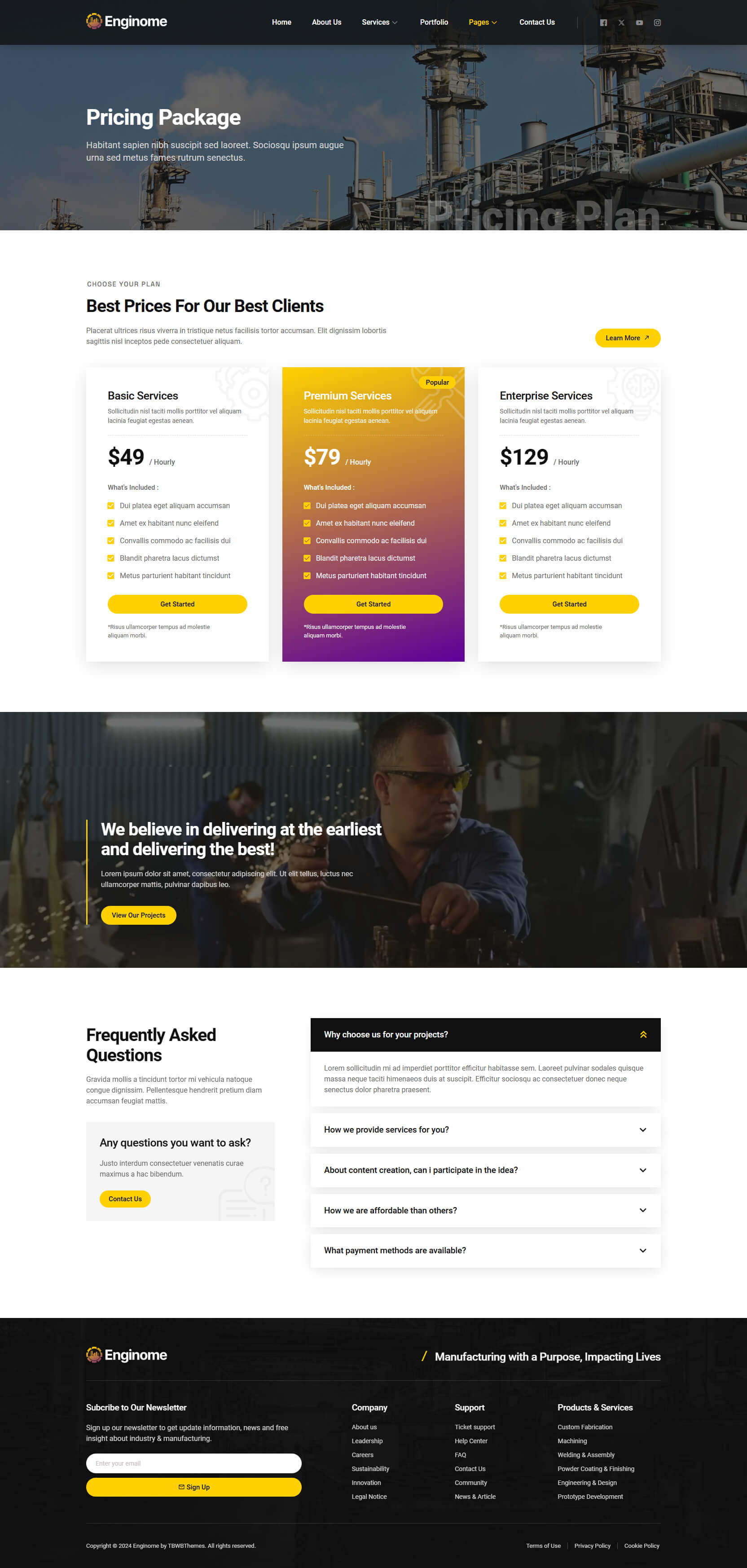 Enginome - Industrial & Manufacturing Elementor Template Kit by TBWBthemes