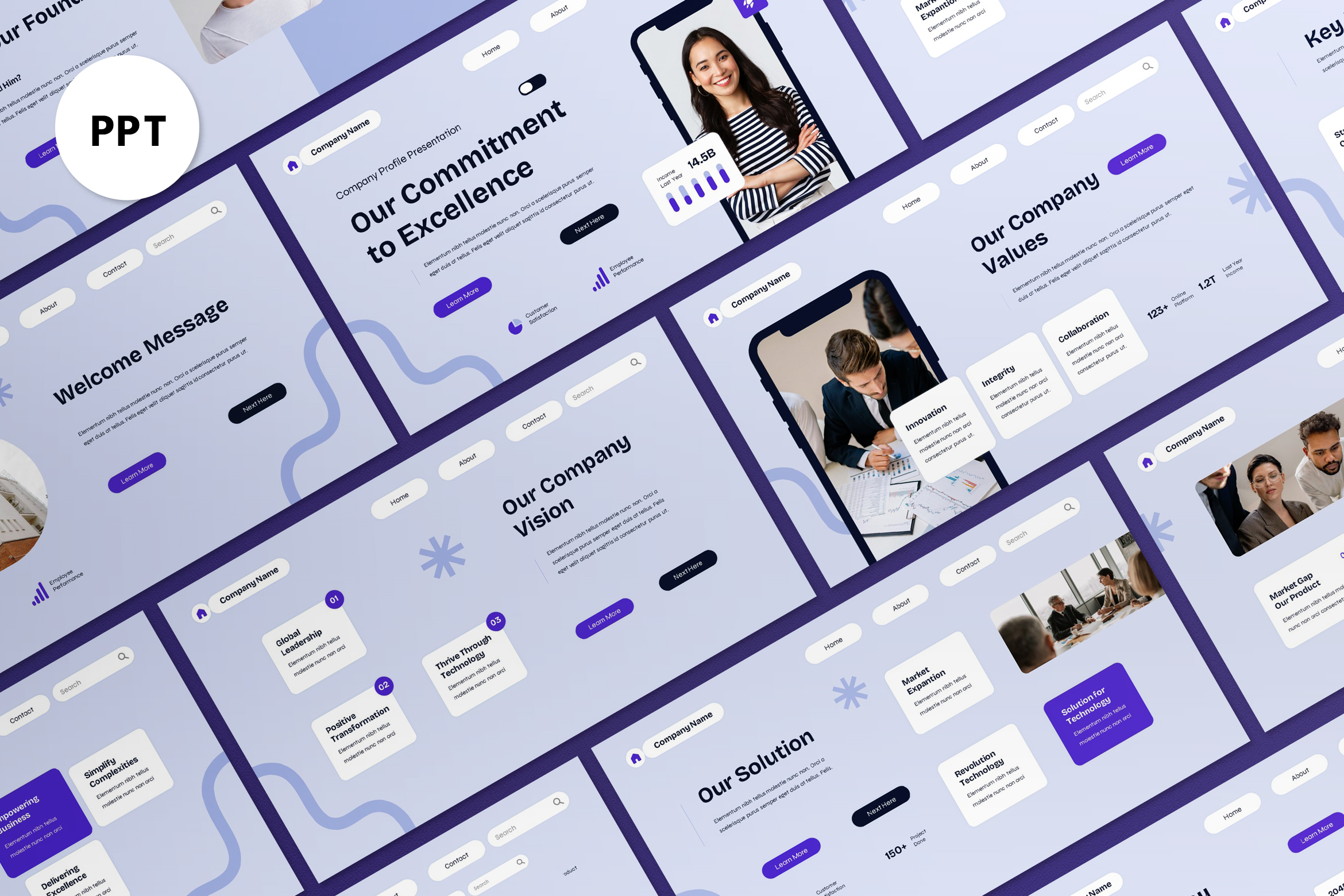 Purple Modern Company Profile PPT, Presentation Templates | GraphicRiver