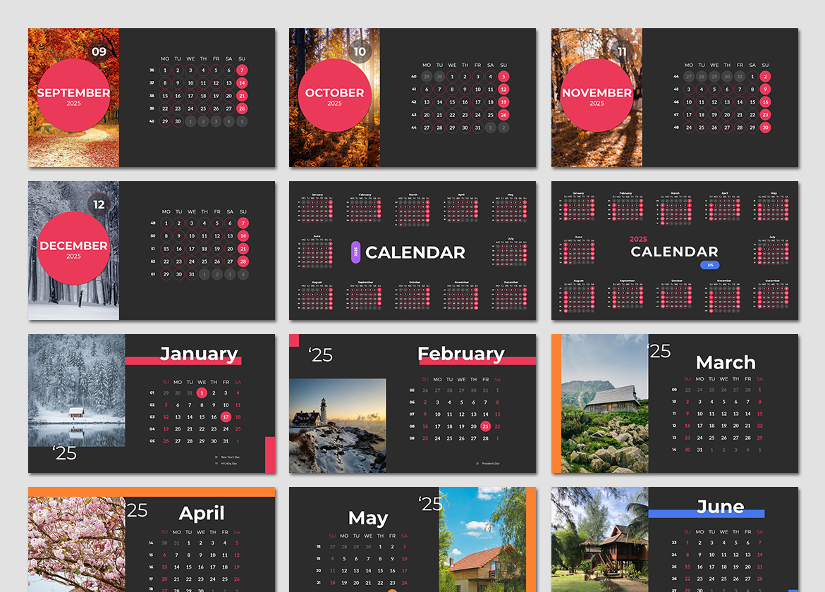 Calendar 2025 PowerPoint Presentation Template, Presentation Templates