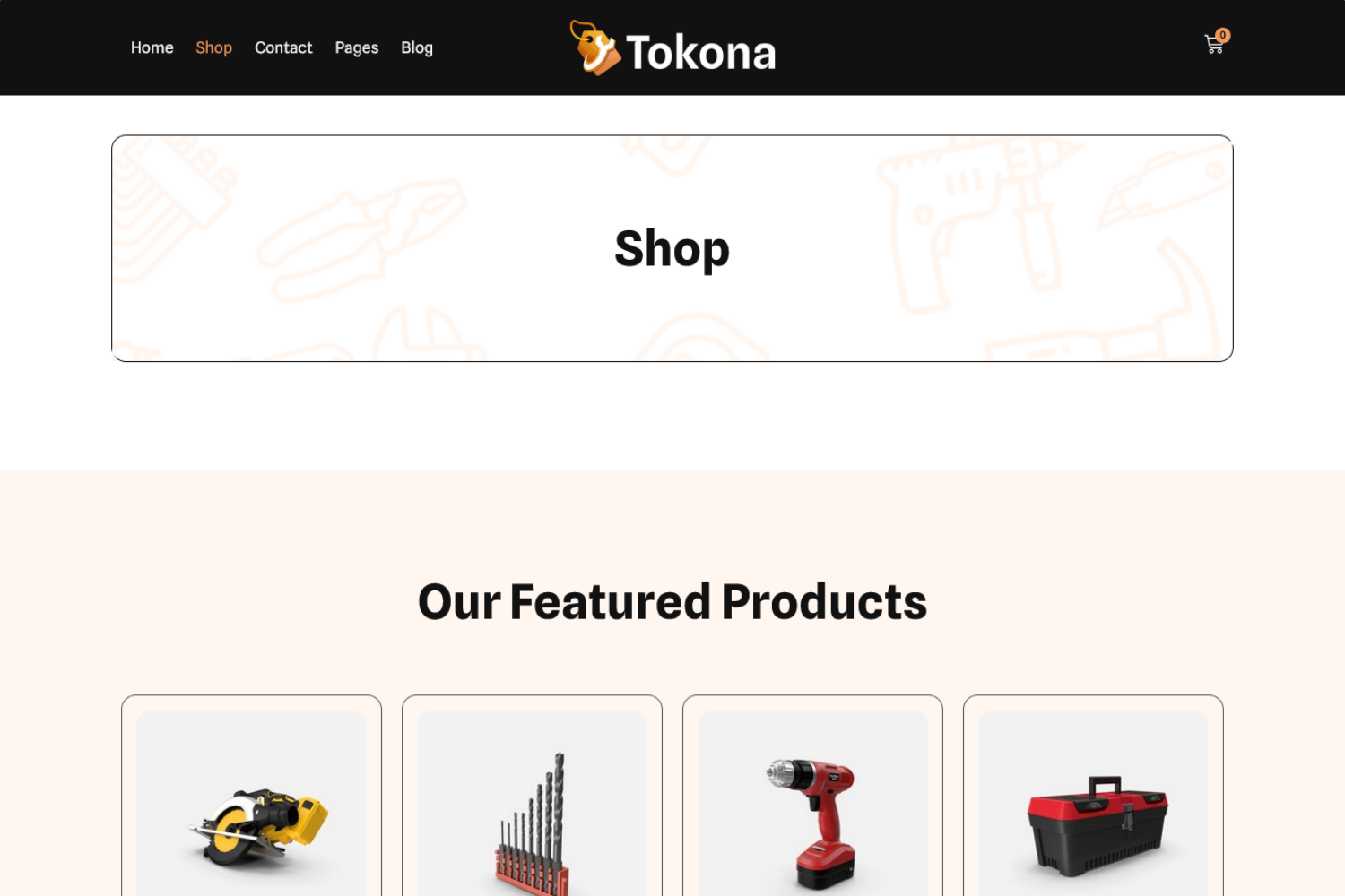 Tokona - Tools Store Ecommerce Elementor Pro Template Kit by aStylers