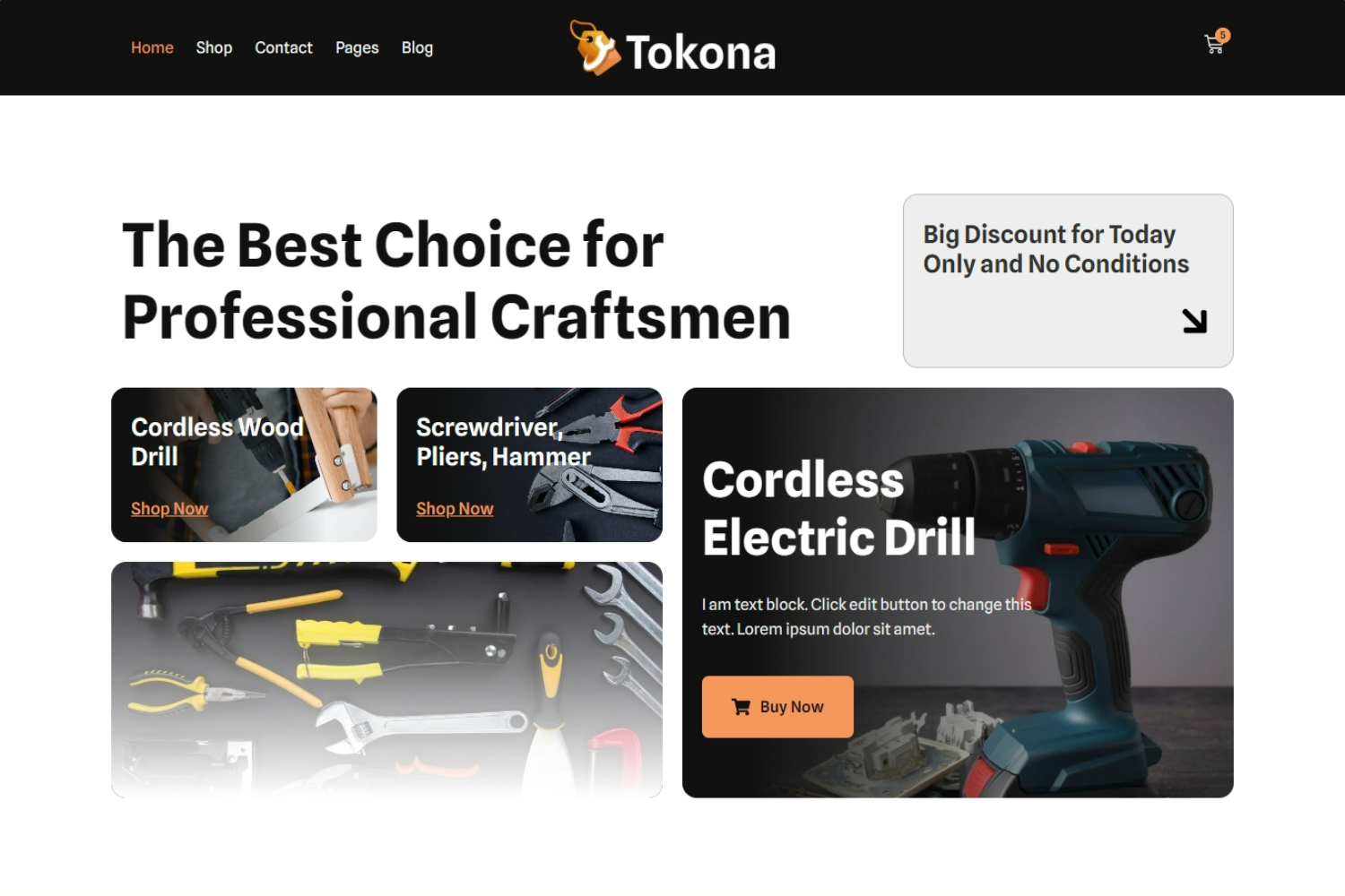 Tokona - Tools Store Ecommerce Elementor Pro Template Kit by aStylers