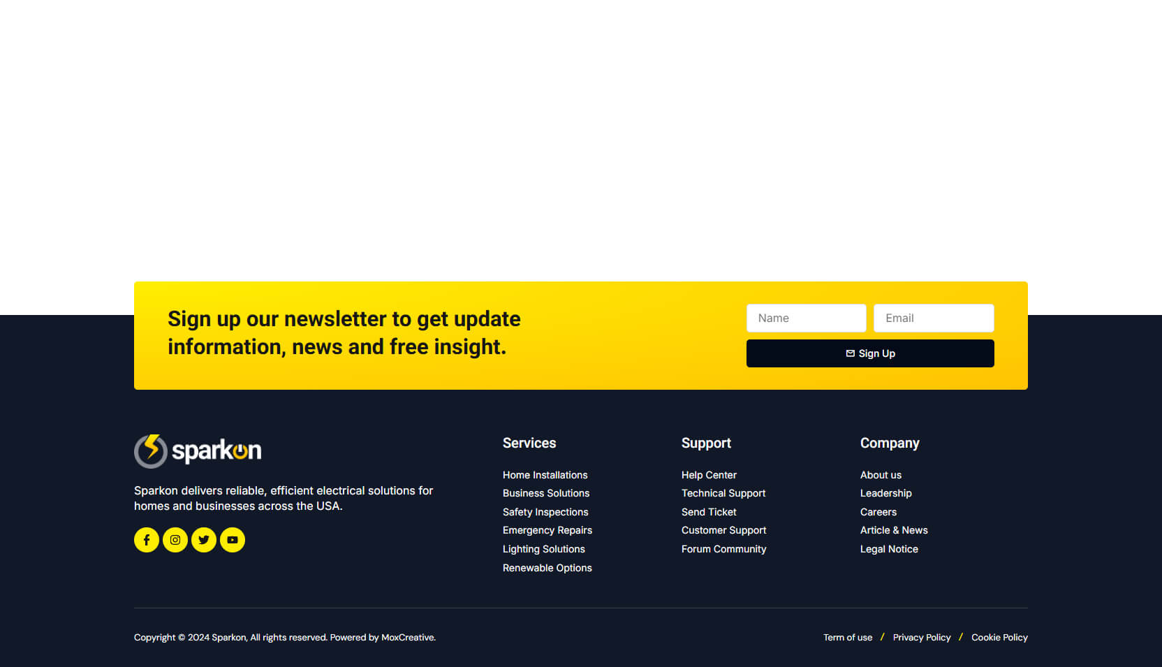 Sparkon - Electrical Installation & Maintenance Service Elementor Pro Template Kit by moxcreative
