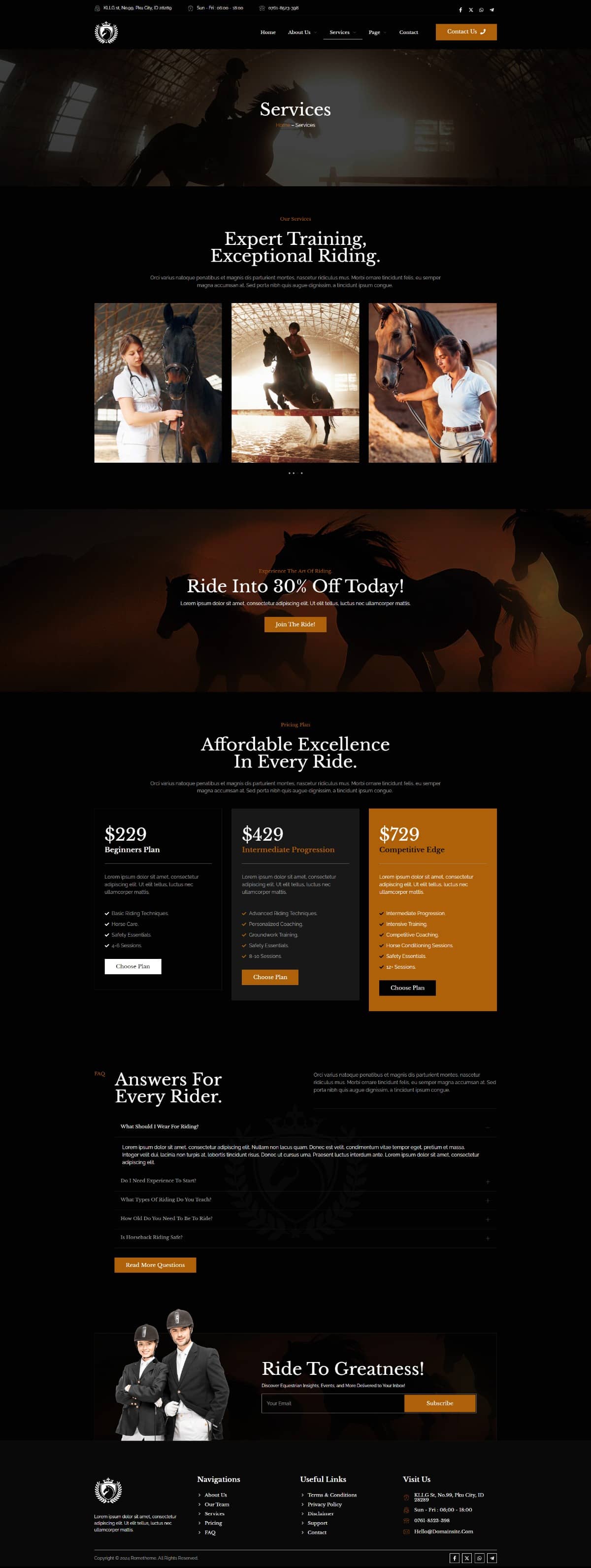 Duke - Equestrian & Horse Riding Elementor Template Kit by Rometheme