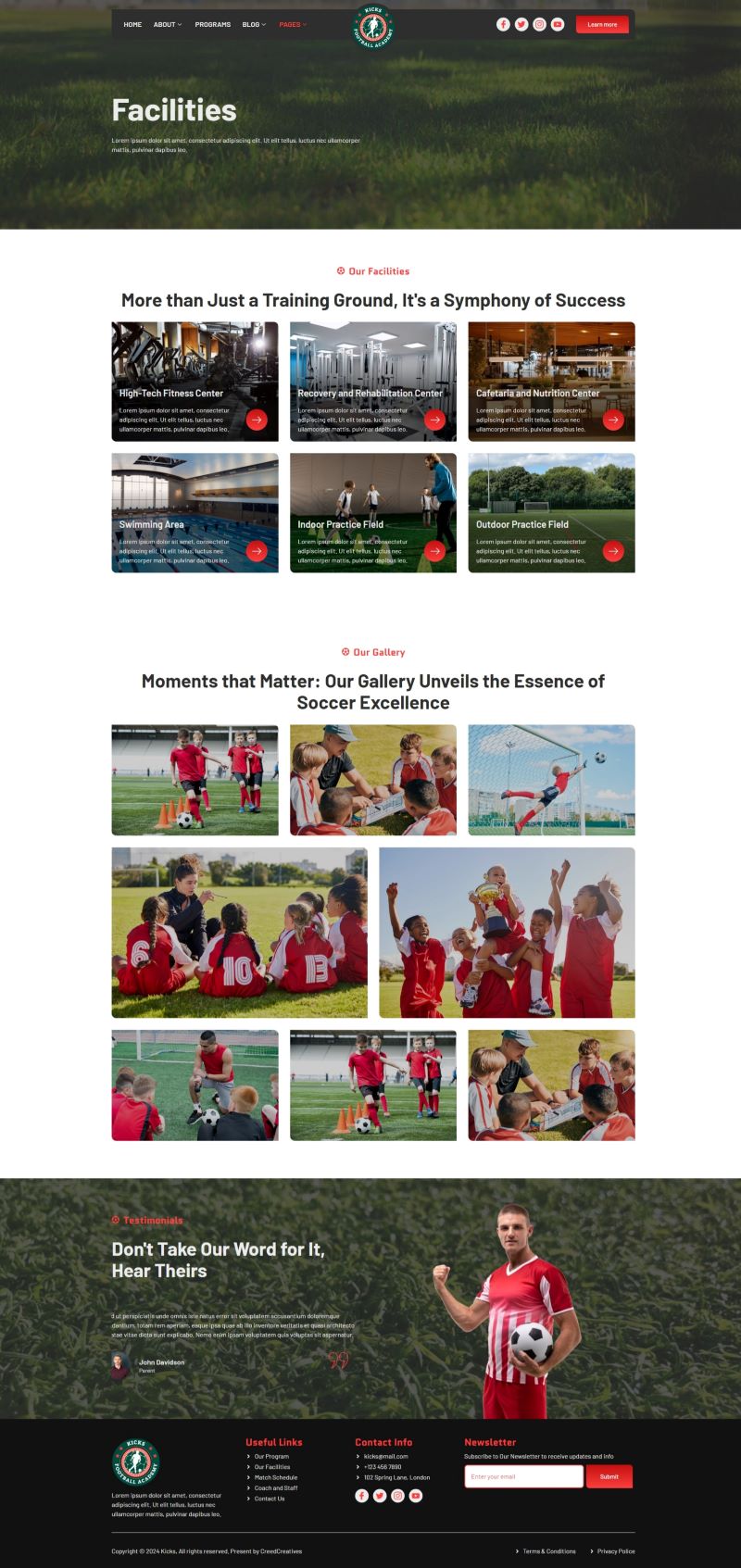 Kicks - Football Academy Elementor Template Kit by creedcreatives ...