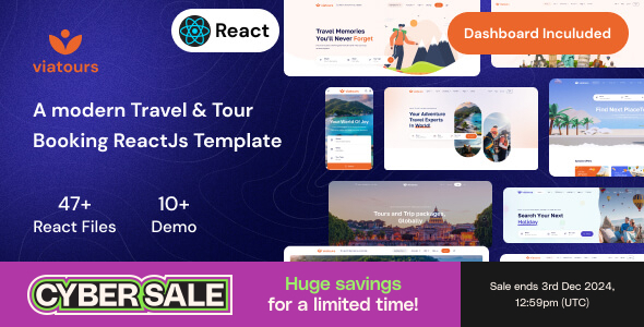ViaTours - Travel & Tour Agency ReactJs Template by elite-themes24