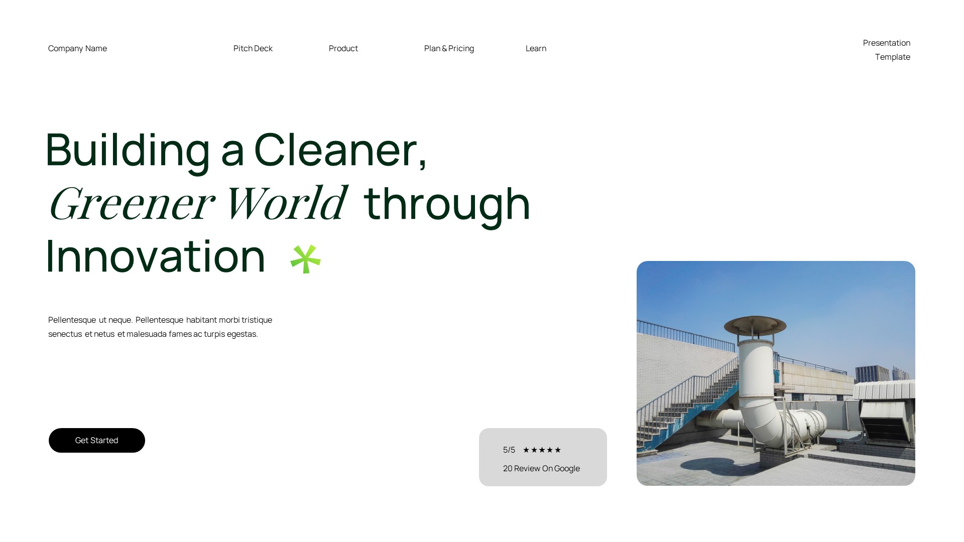 White Green Modern Renewable Energy Pitch Deck Keynote Presentation ...