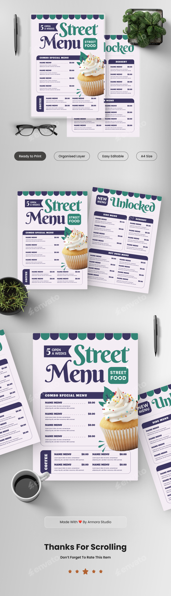 Street Food Flavorful Menu Flyer, Print Templates | GraphicRiver