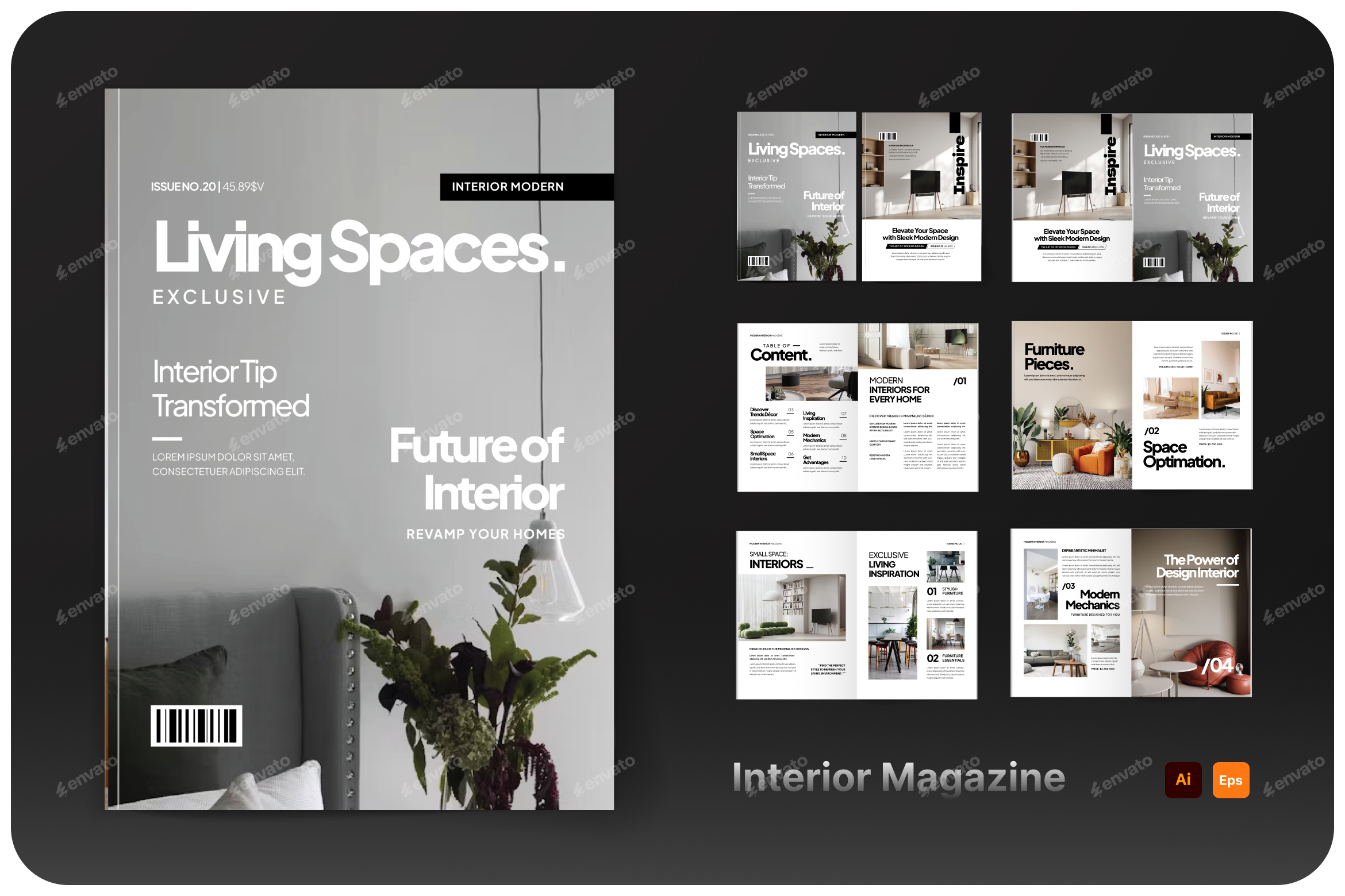 Modern Interior Magazine, Print Templates | GraphicRiver
