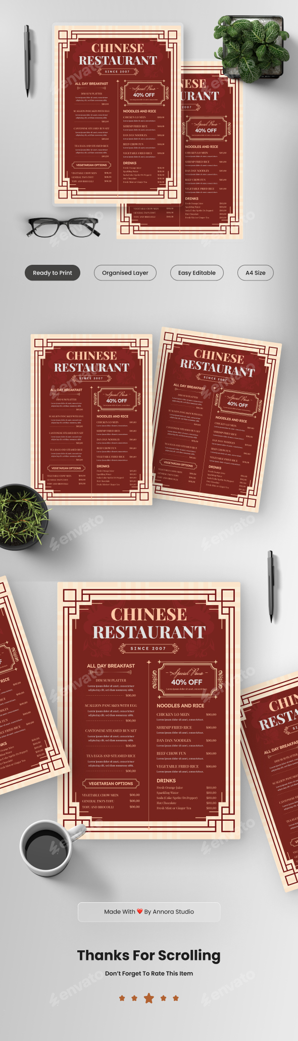 Restaurant Chinese Menu Elegant, Print Templates | GraphicRiver