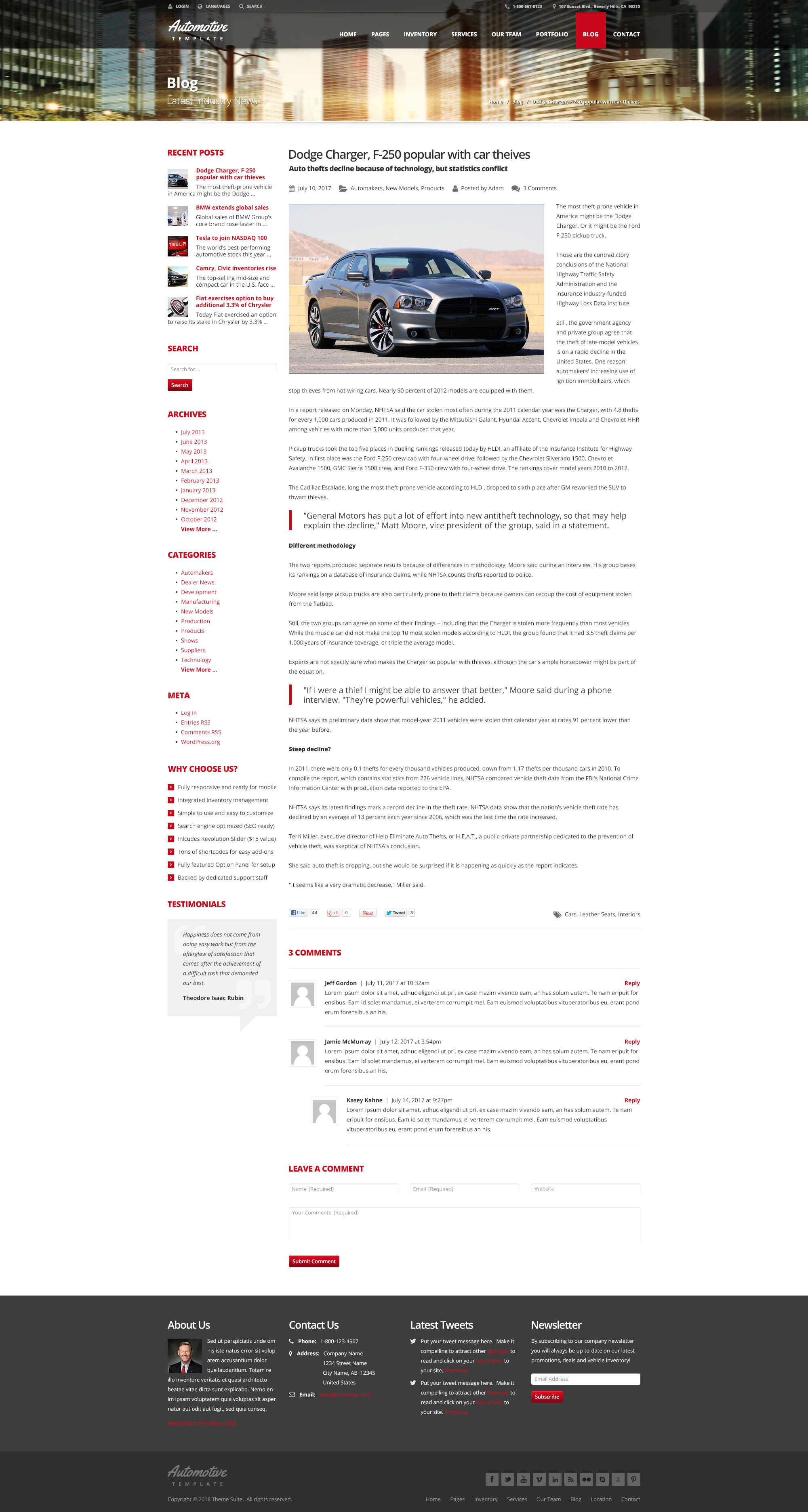 Automotive Car Dealership Business WordPress Theme by themesuite ...