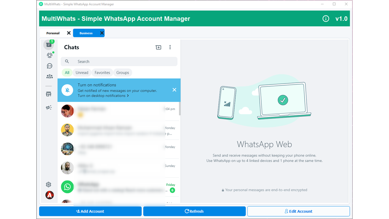 MultiWhats - Simple Multiple WhatsApp Accounts Manager by AhsanExpert