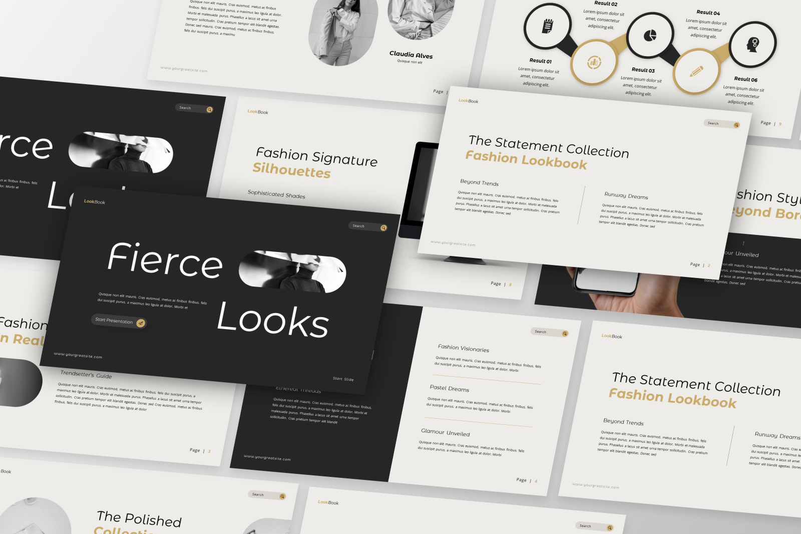 Fierce Looks - Lookbook PowerPoint Template, Presentation Templates