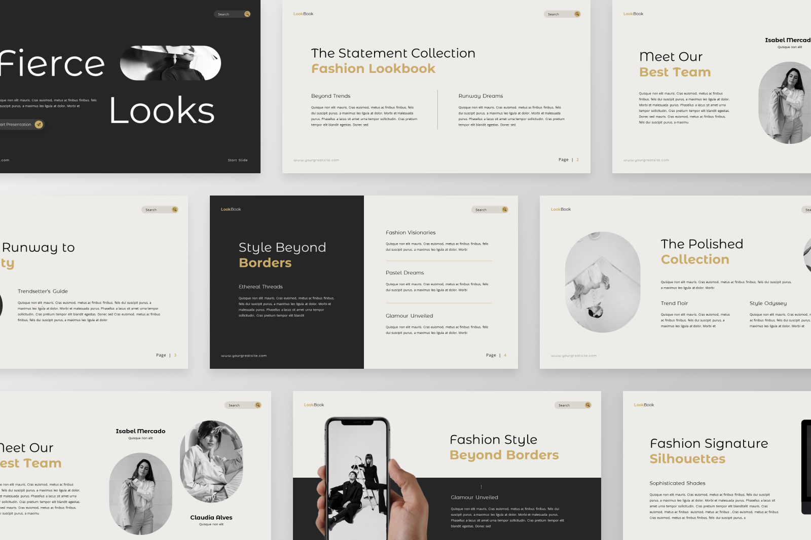 Fierce Looks - Lookbook PowerPoint Template, Presentation Templates