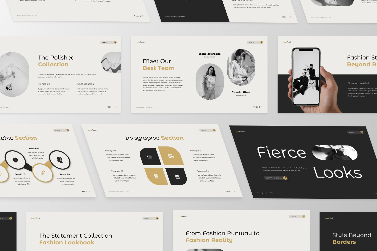 Fierce Looks - Lookbook PowerPoint Template, Presentation Templates