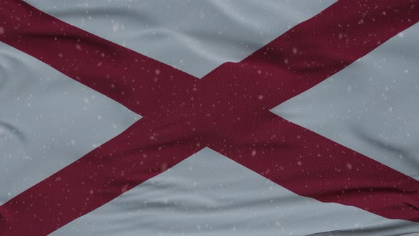 Alabama Winter Flag with Snowflakes Background, Motion Graphics | VideoHive