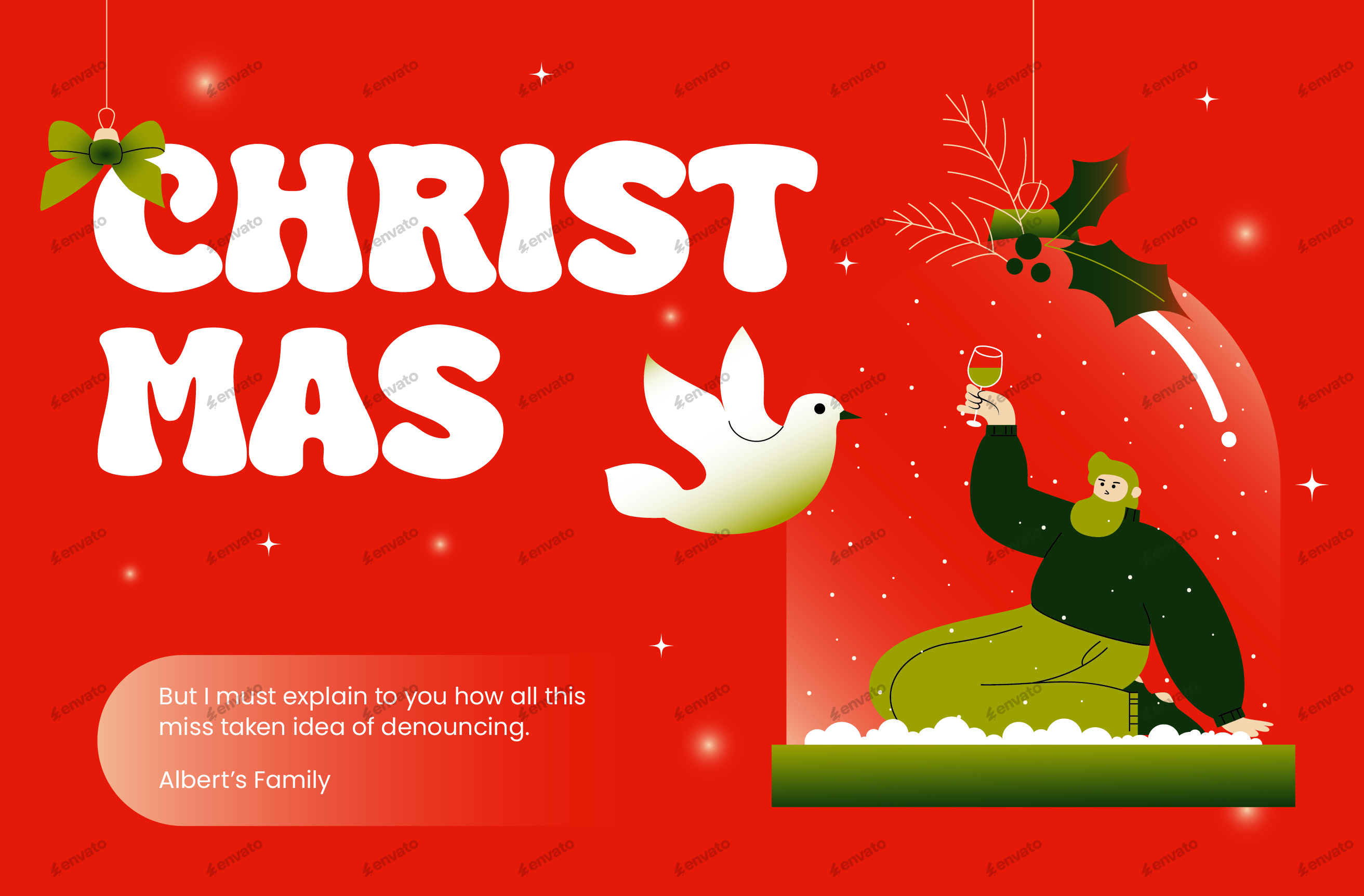 Red Gradient Christmas Greeting Card, Print Templates | GraphicRiver