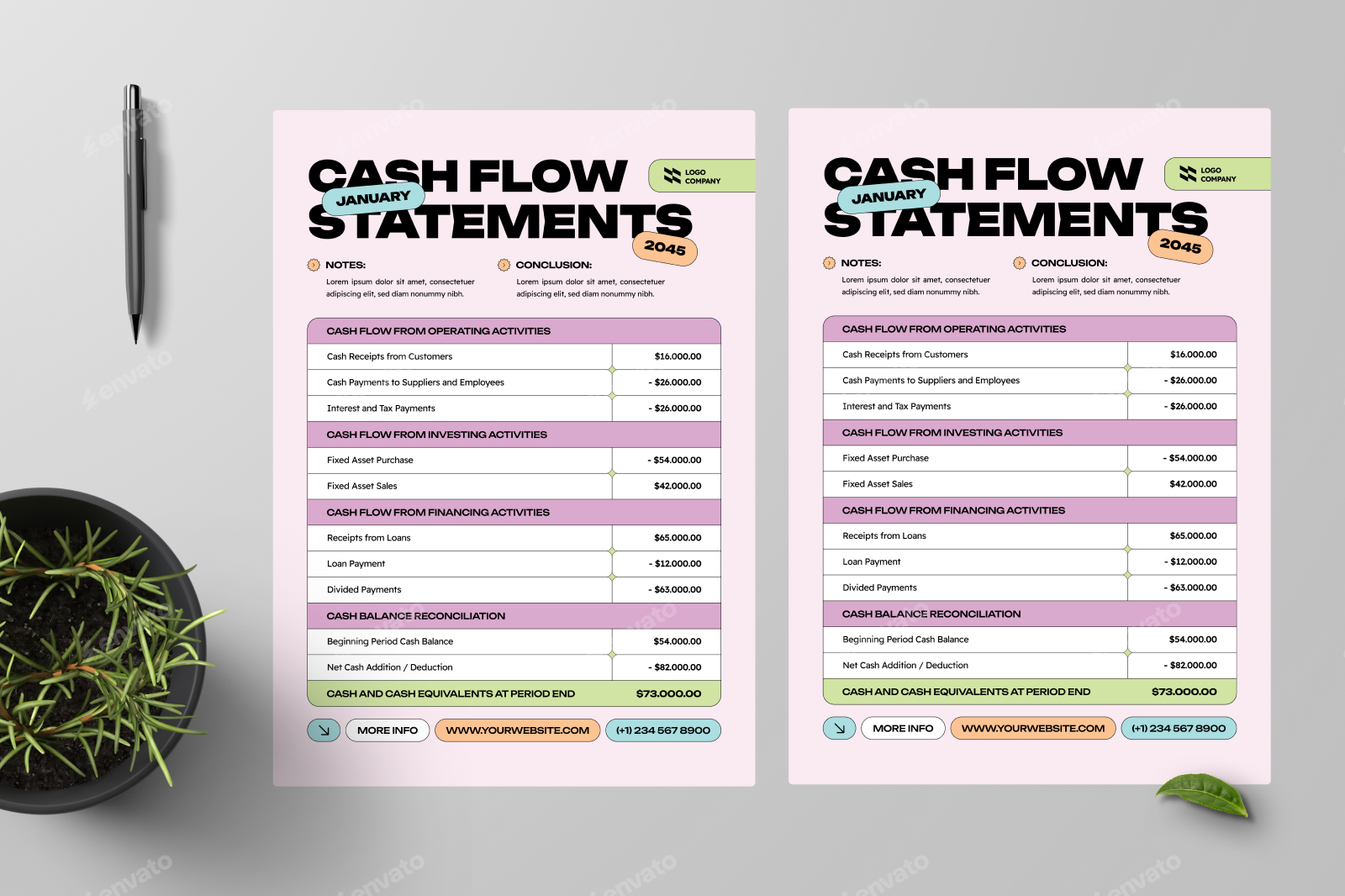 Cash Flow Statement, Print Templates | GraphicRiver