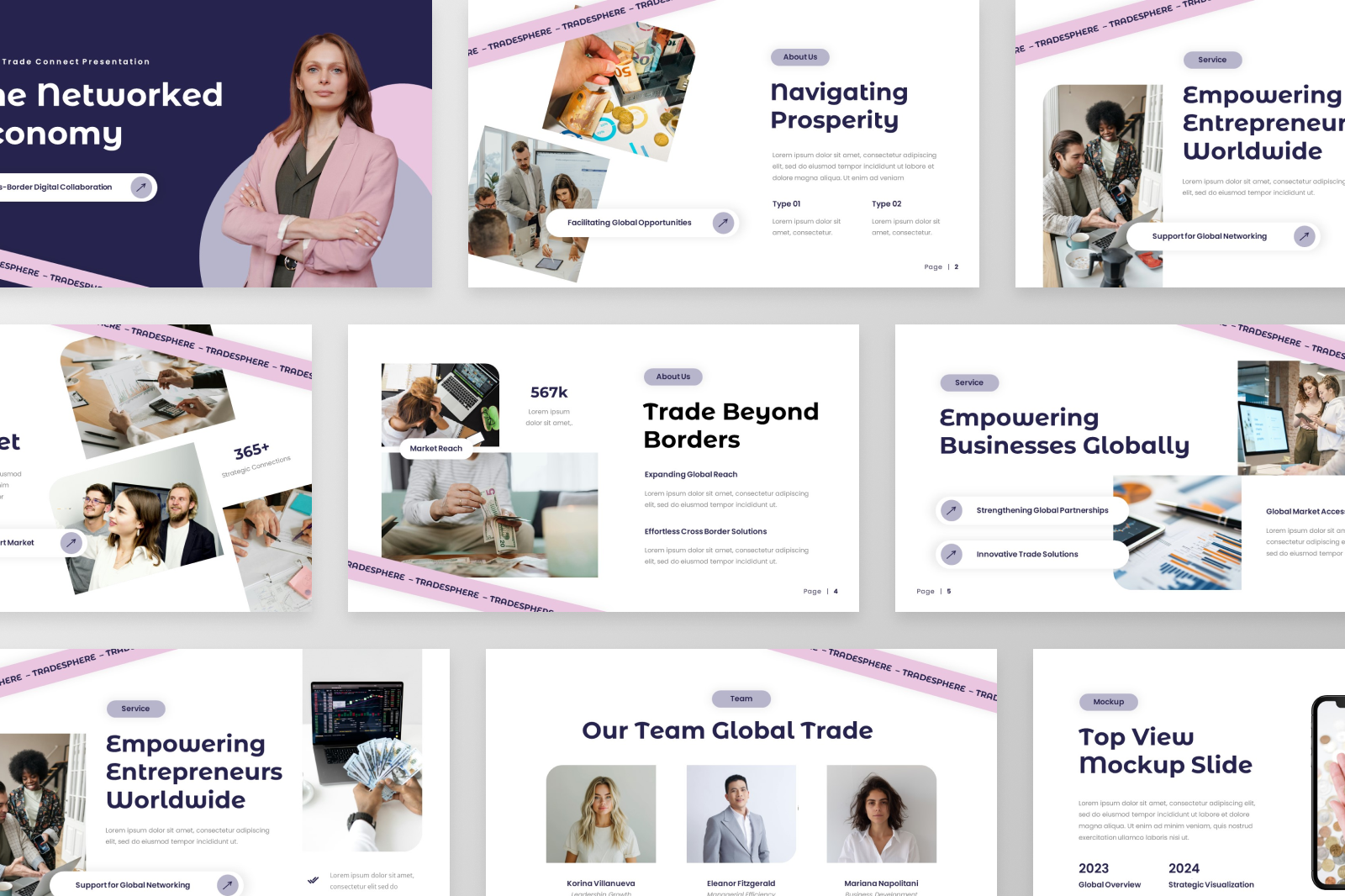 Tradesphere - Global Trade Connect PowerPoint Template, Presentation ...