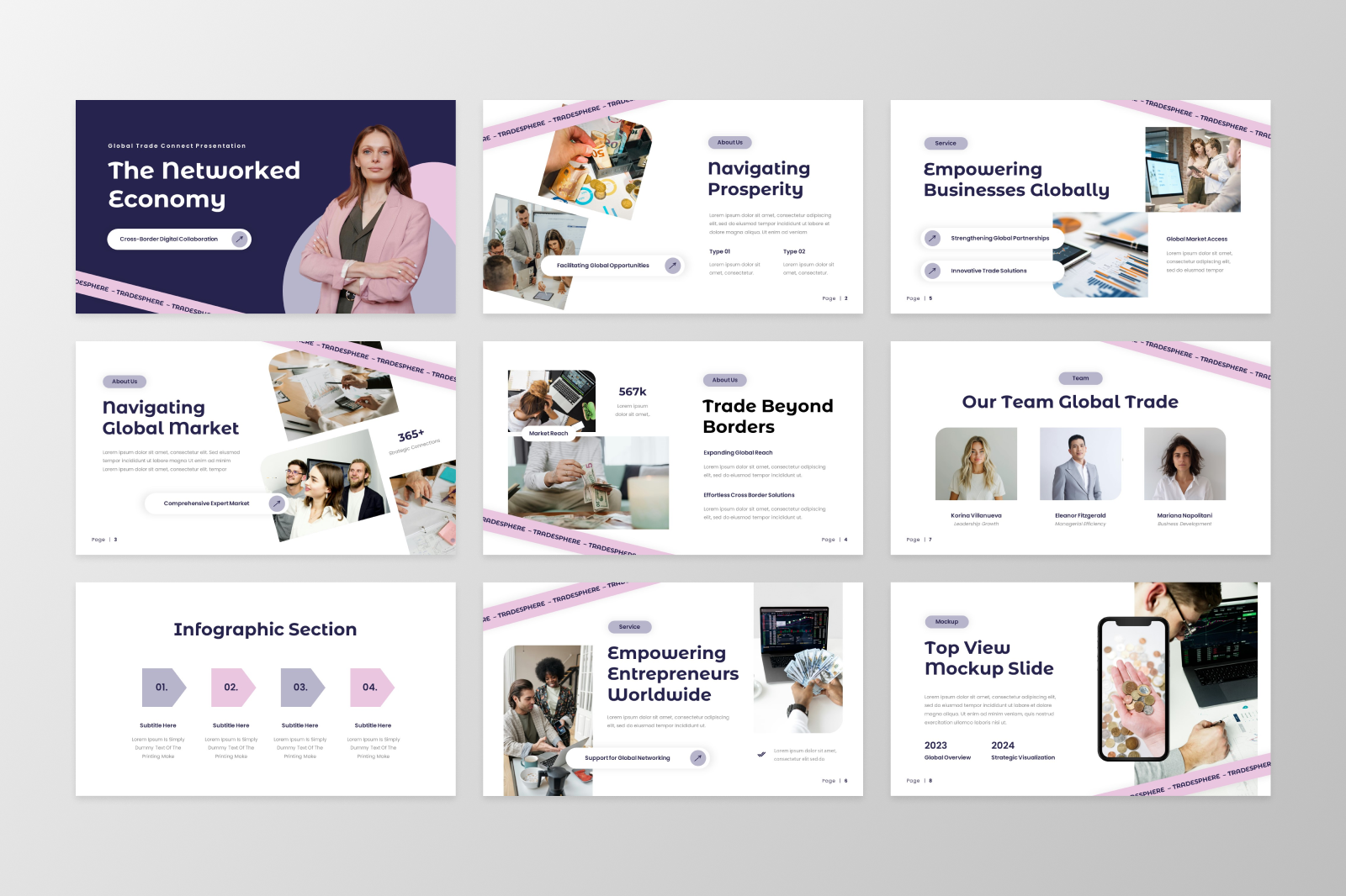 Tradesphere - Global Trade Connect PowerPoint Template, Presentation ...