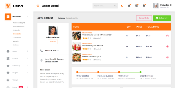 Uena - PHP Restaurant Food Admin Dashboard Bootstrap Template by DexignZone