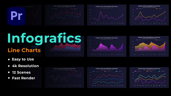 Infographics Line Charts for Premiere Pro, Premiere Pro Templates ...