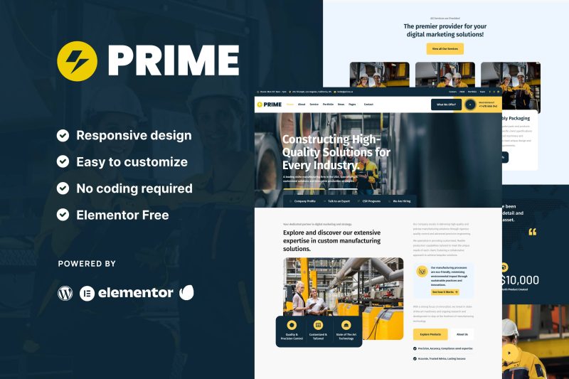 Prime - Industrial & Manufacturing Elementor Template Kit by Design_8