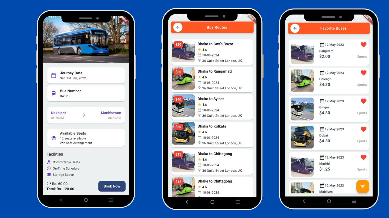 Bus Booking App | City Bus Tracker | Bus Ticket Booking UI Kit in Flutter by CodentraTech