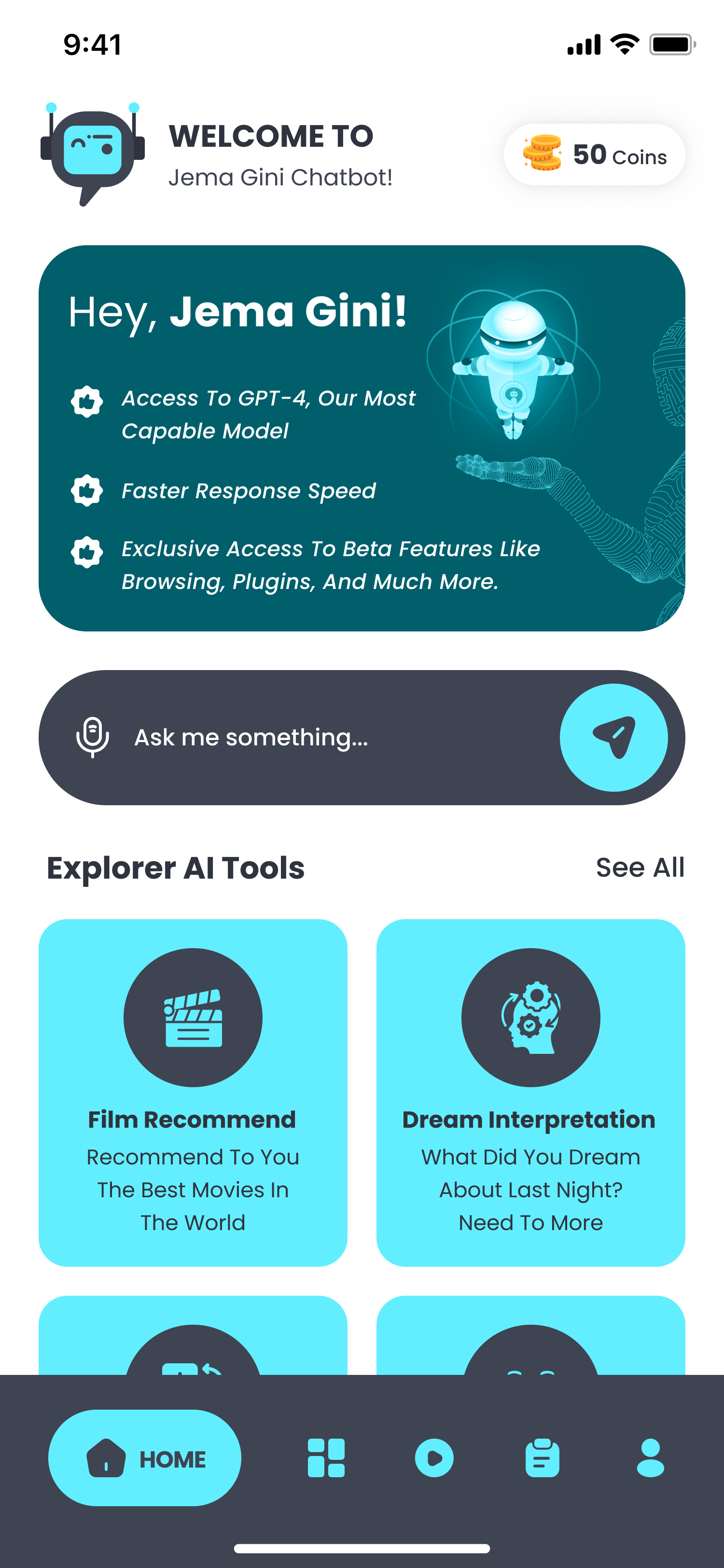 Jema Gini AI ChatBot - Flutter Android & iOS Application + Light + Dark Theme by Dream_IT_Solution