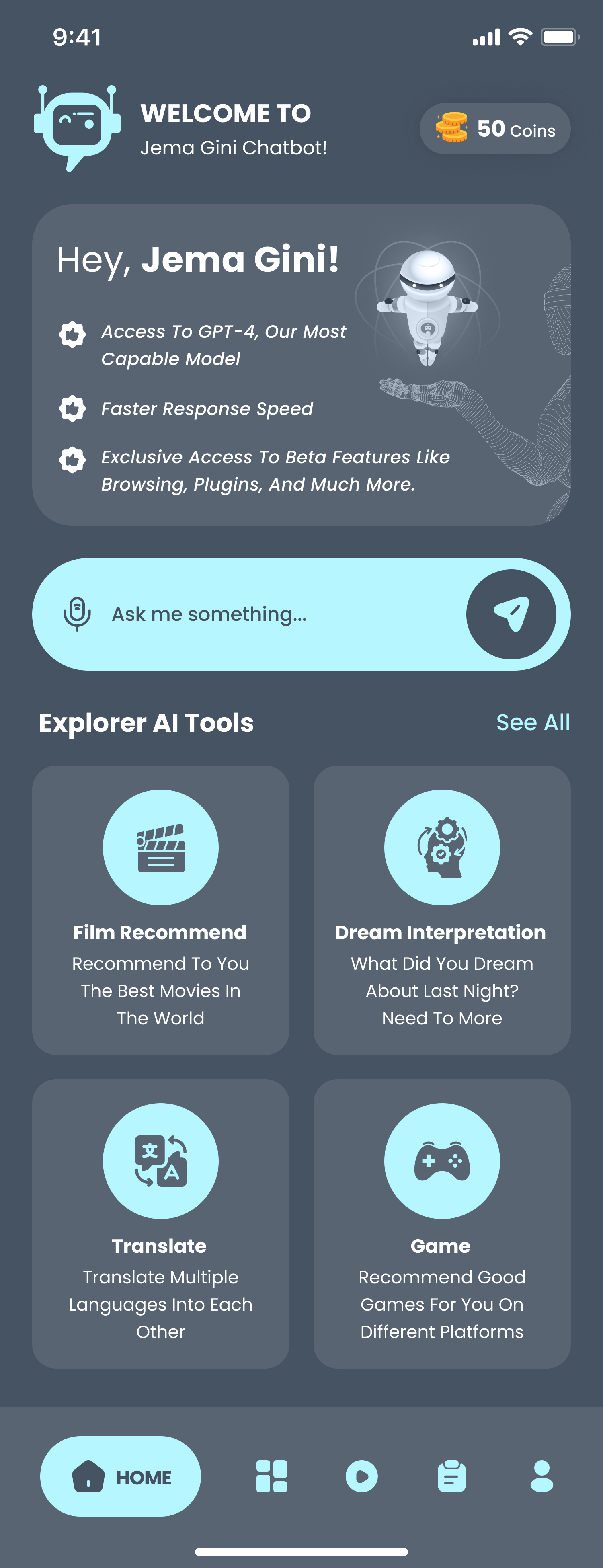 Jema Gini AI ChatBot - Flutter Android & iOS Application + Light + Dark Theme by Dream_IT_Solution