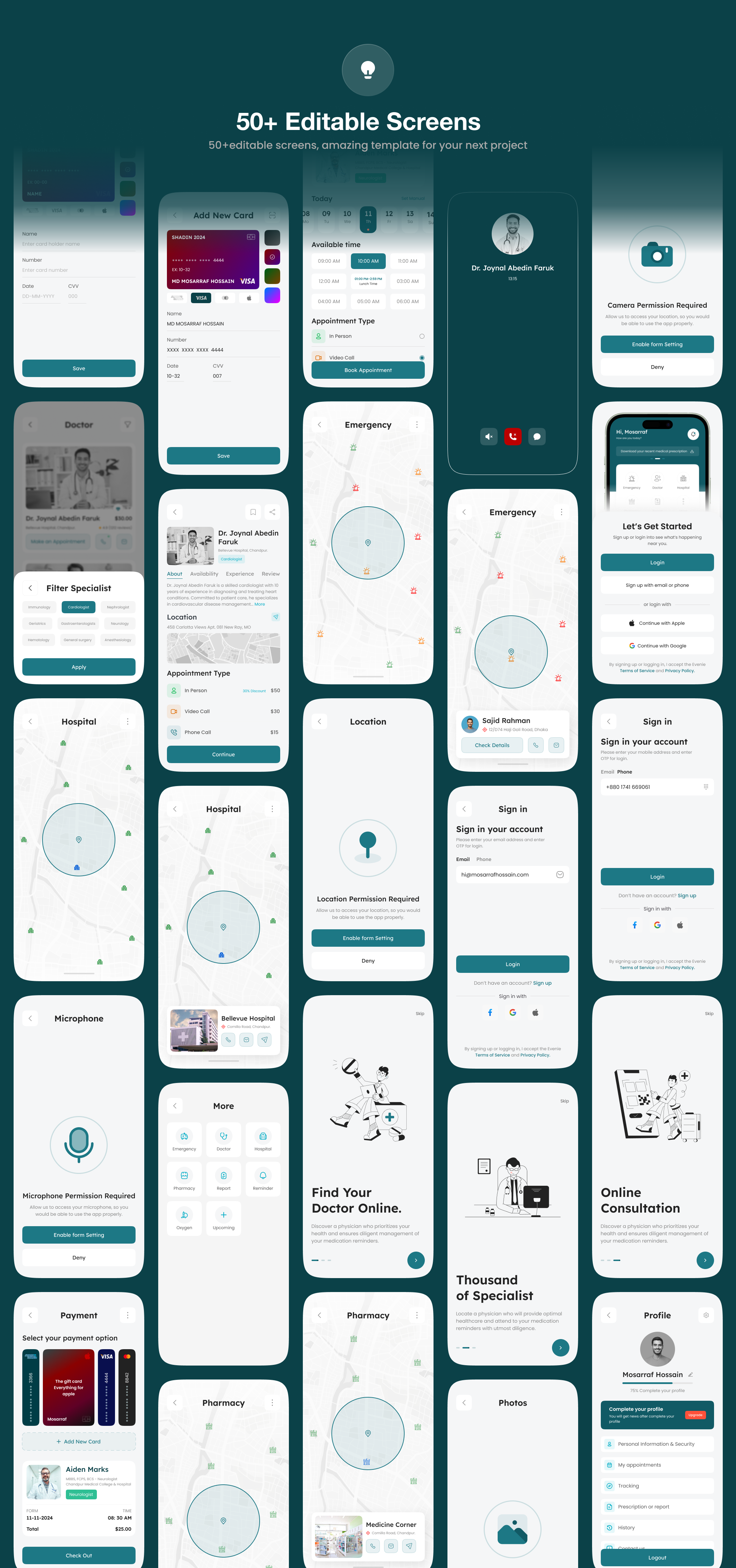 Mediqa- Medical Mobile App UI Kit by pixleslab | ThemeForest