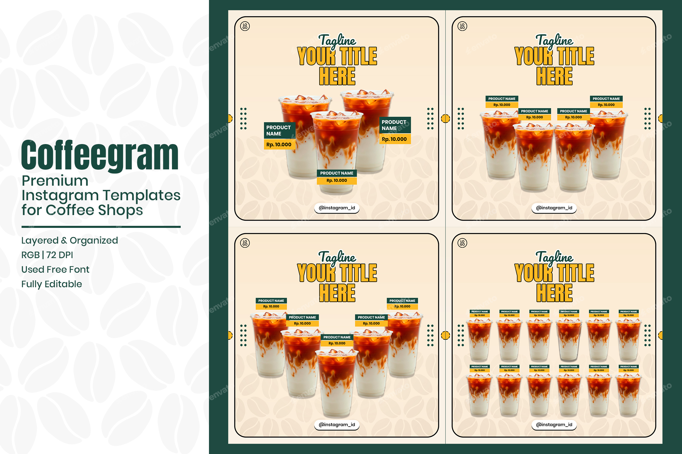 Coffeegram Instagram Templates for Coffee Shops, Web Elements ...