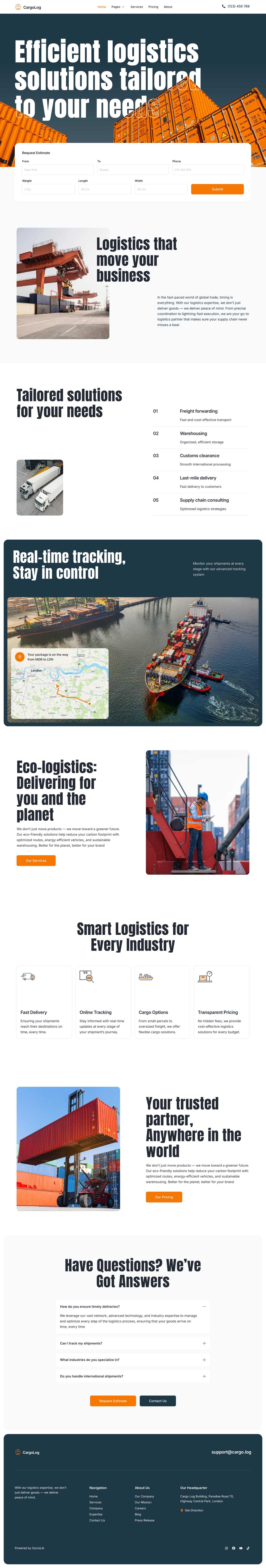 CargoLog - Logistic Cargo & Transportation Elementor Template Kit by ...