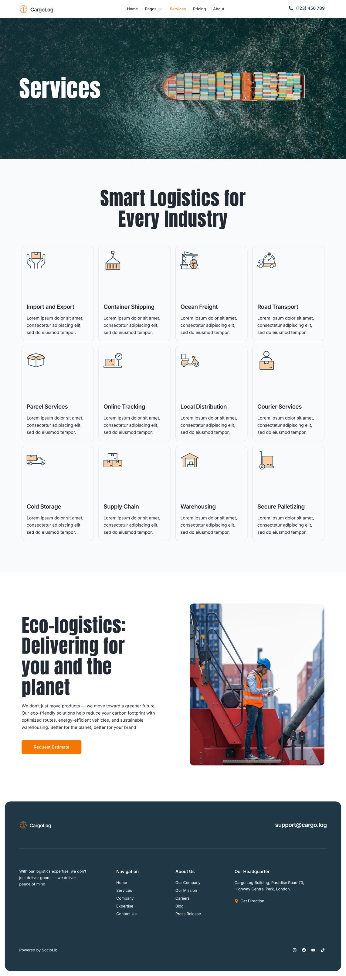 CargoLog - Logistic Cargo & Transportation Elementor Template Kit by ...