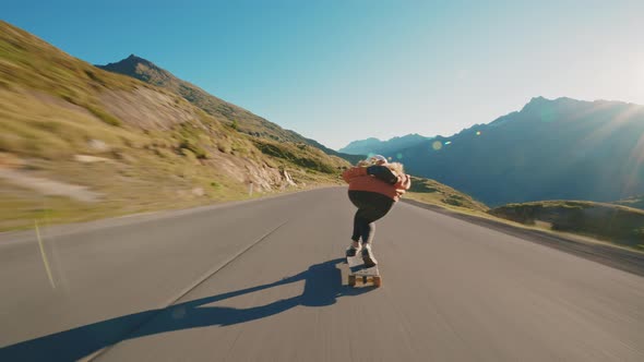 Cinematic downhill longboard session, Stock Footage | VideoHive