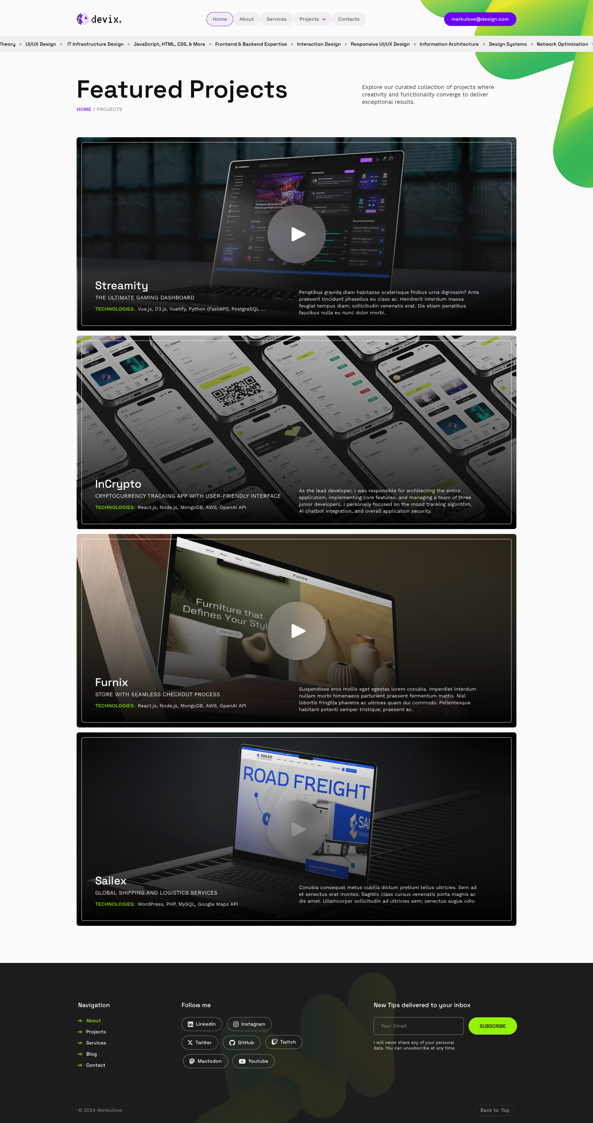 Devix – Developer Portfolio Template for Adobe XD by merkulove ...
